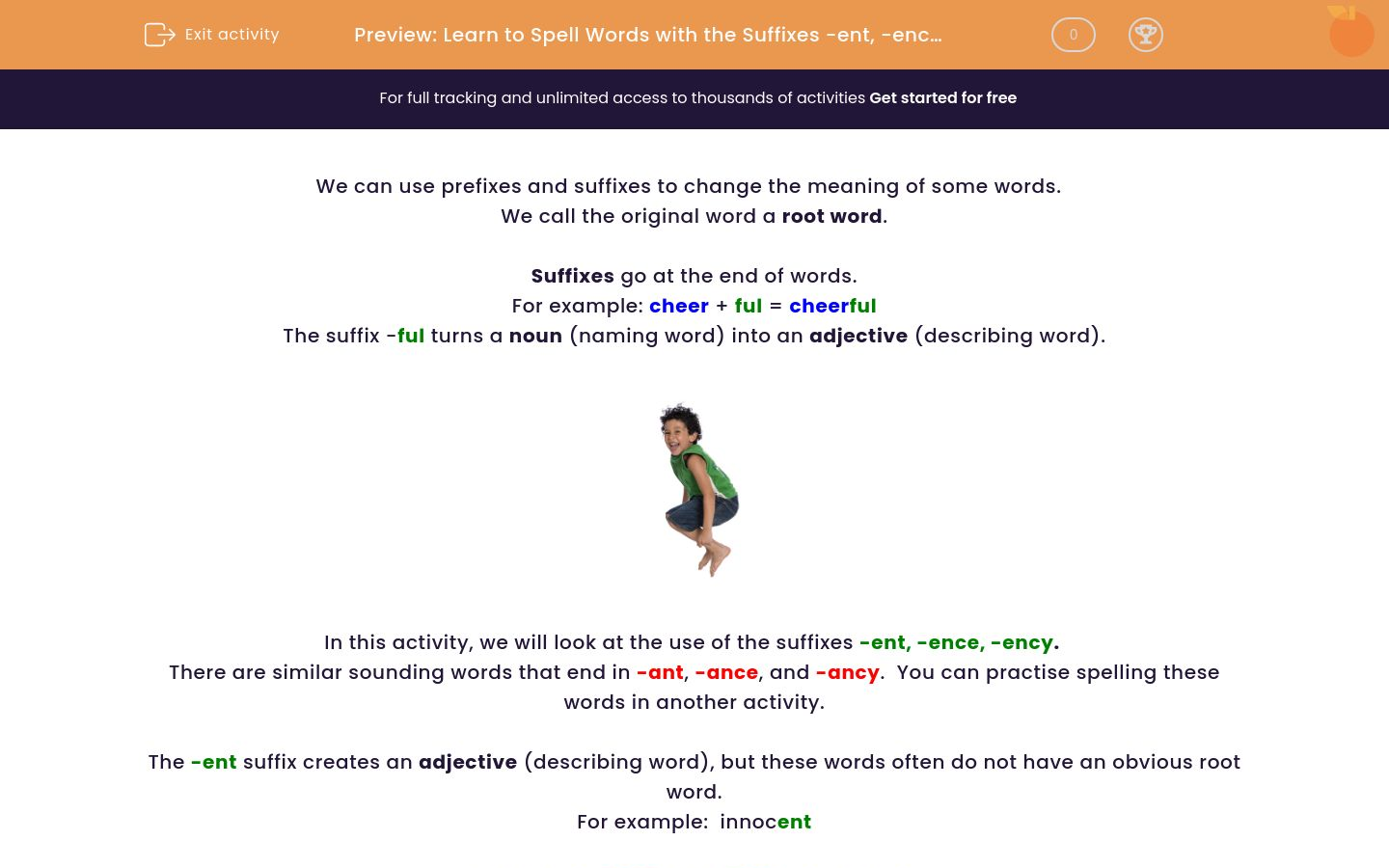 Learn to Spell Words with the Suffixes -ent, -ence, -ency Worksheet ...