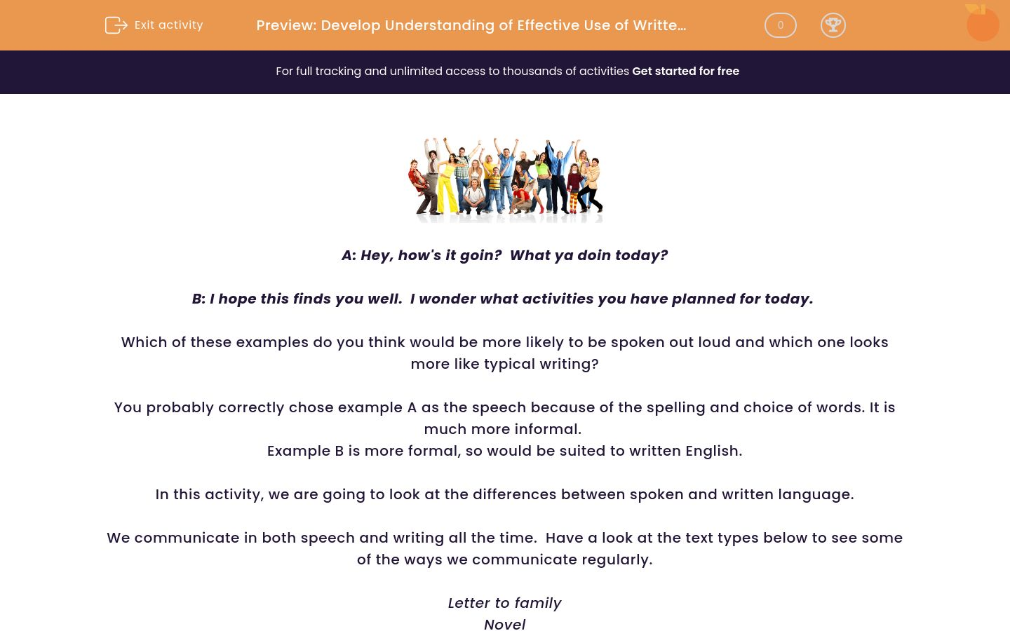 Develop Understanding of Effective Use of Written and Spoken English ...