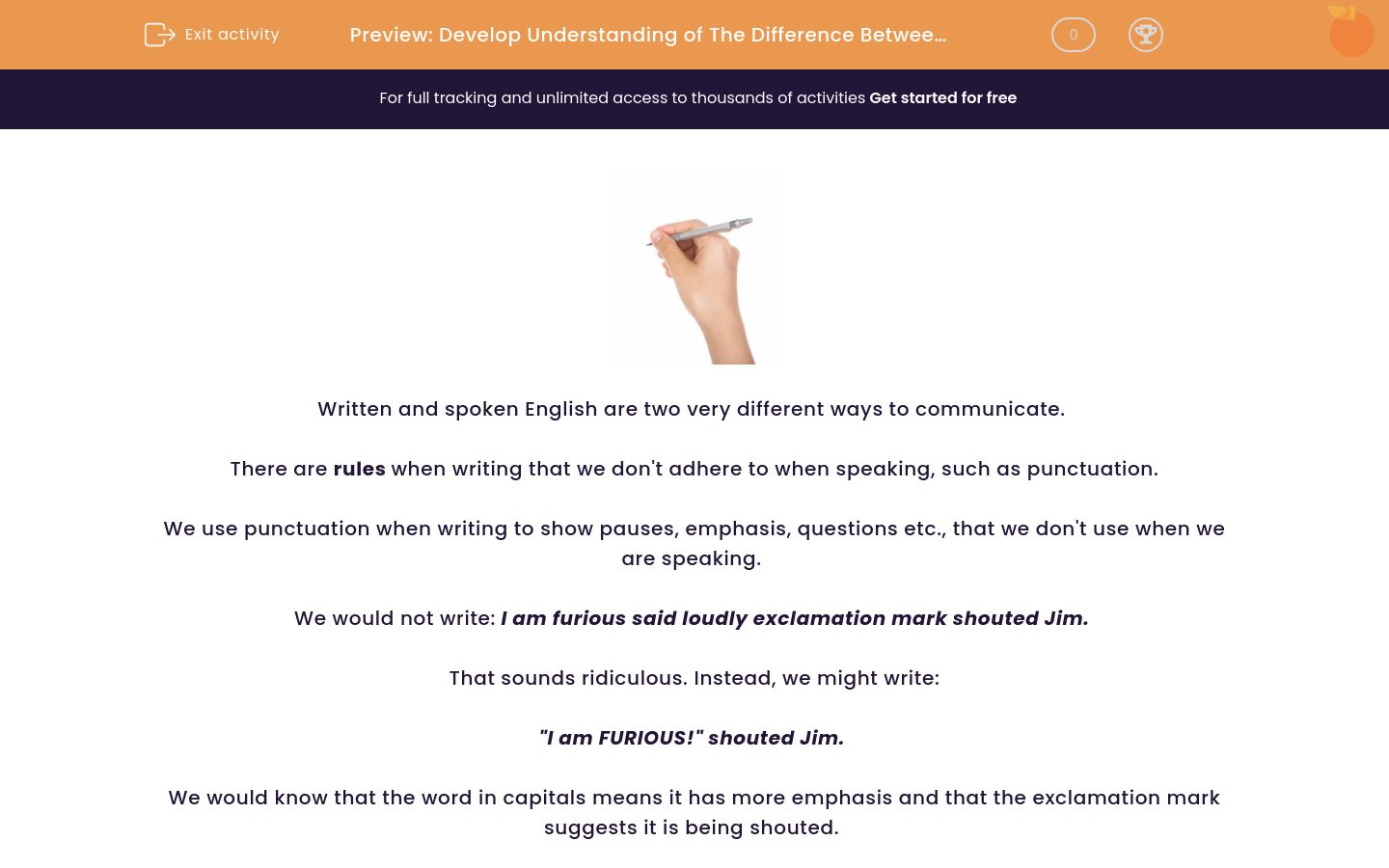 Develop Understanding of The Difference Between Written and Spoken ...