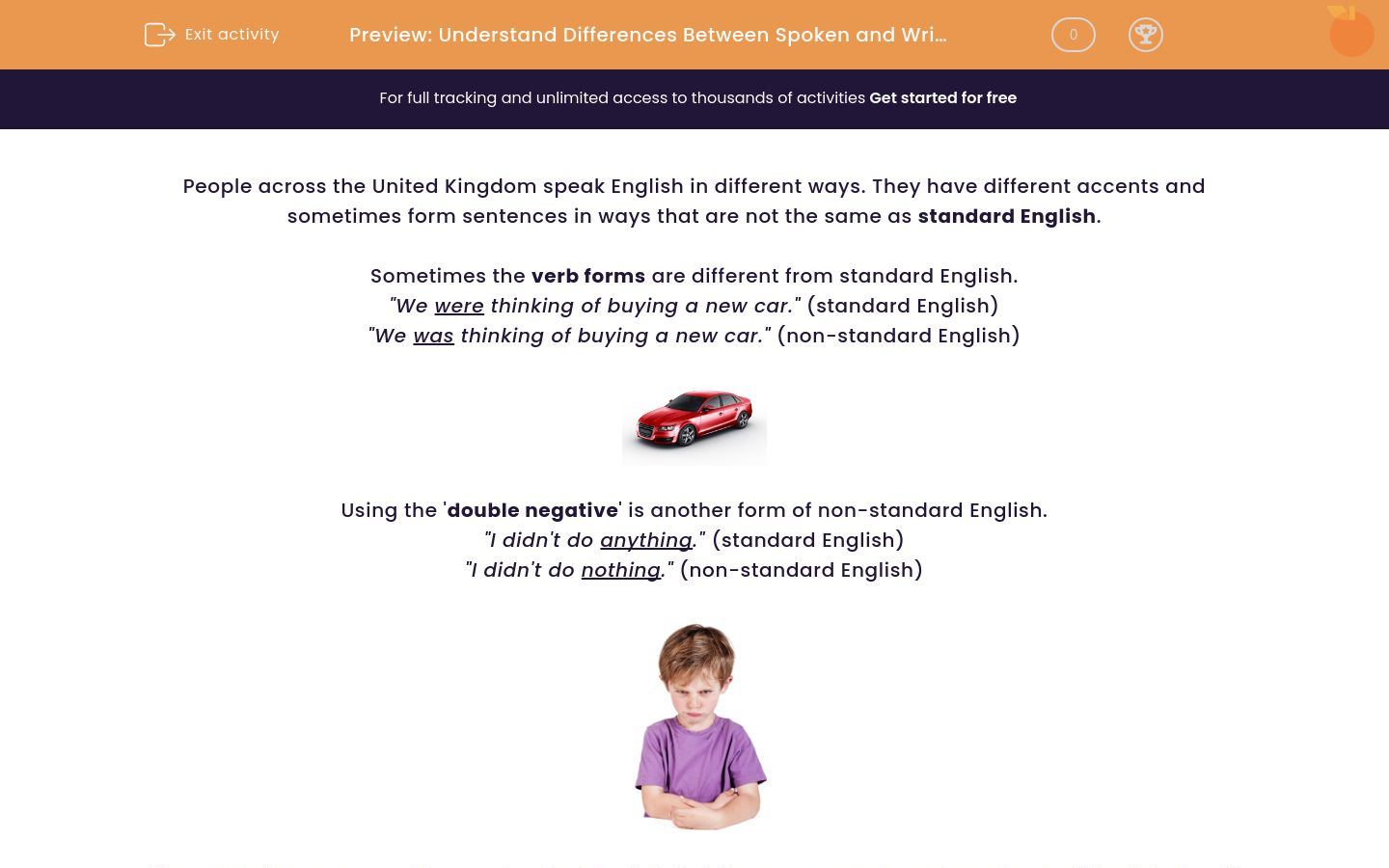 Understand Differences Between Spoken and Written Language Worksheet ...