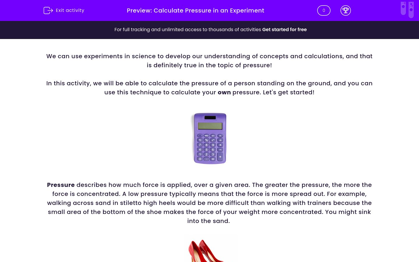Calculate Pressure in an Experiment Worksheet - EdPlace