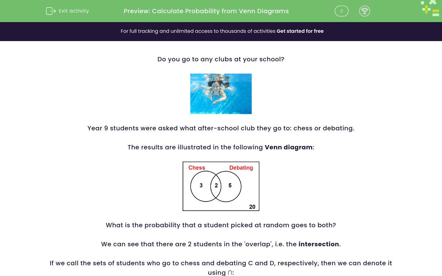 Calculate Probability from Venn Diagrams Worksheet - EdPlace