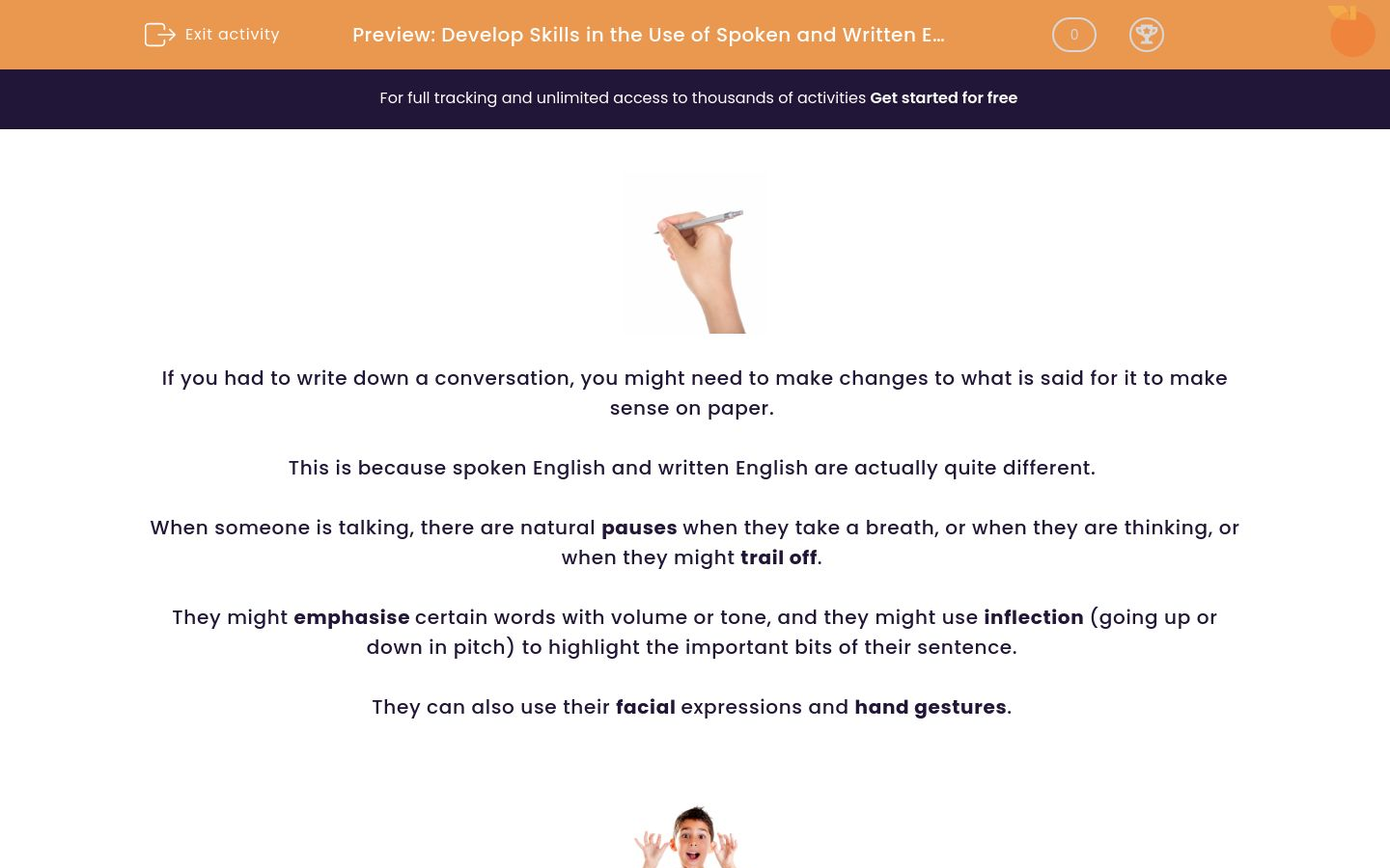 Develop Skills in the Use of Spoken and Written English Worksheet - EdPlace