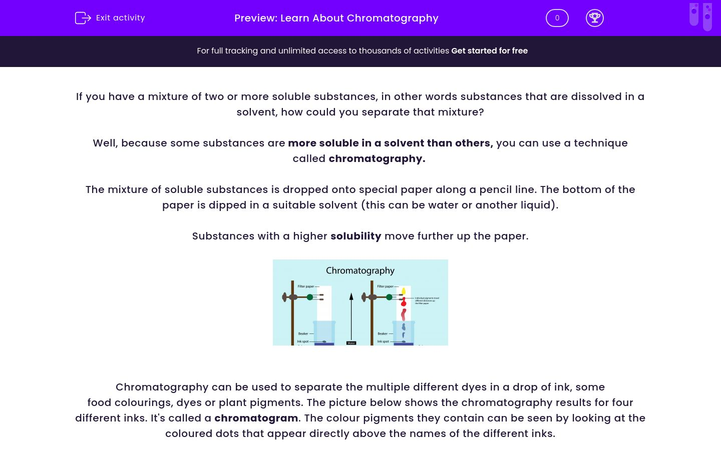 Learn About Chromatography Worksheet - EdPlace