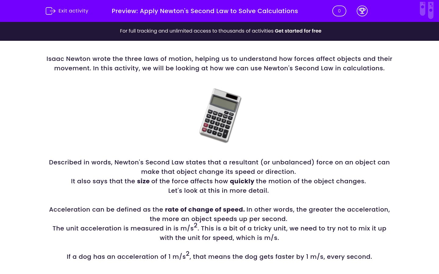 Apply Newton's Second Law to Solve Calculations Worksheet - EdPlace