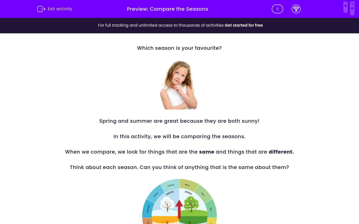 Compare the Seasons Worksheet - EdPlace