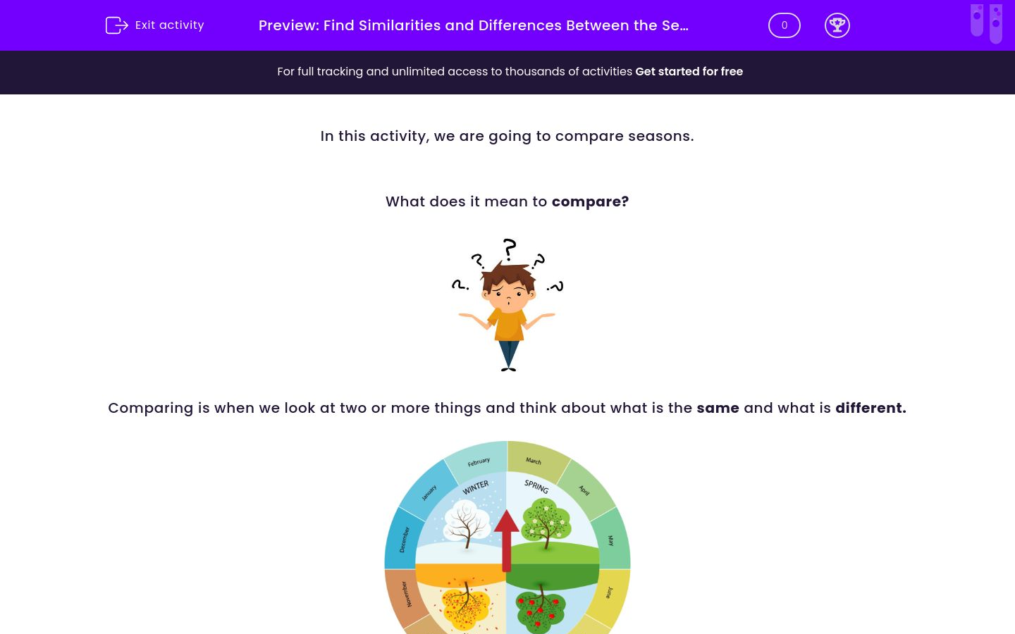 Find Similarities and Differences Between the Seasons Worksheet - EdPlace