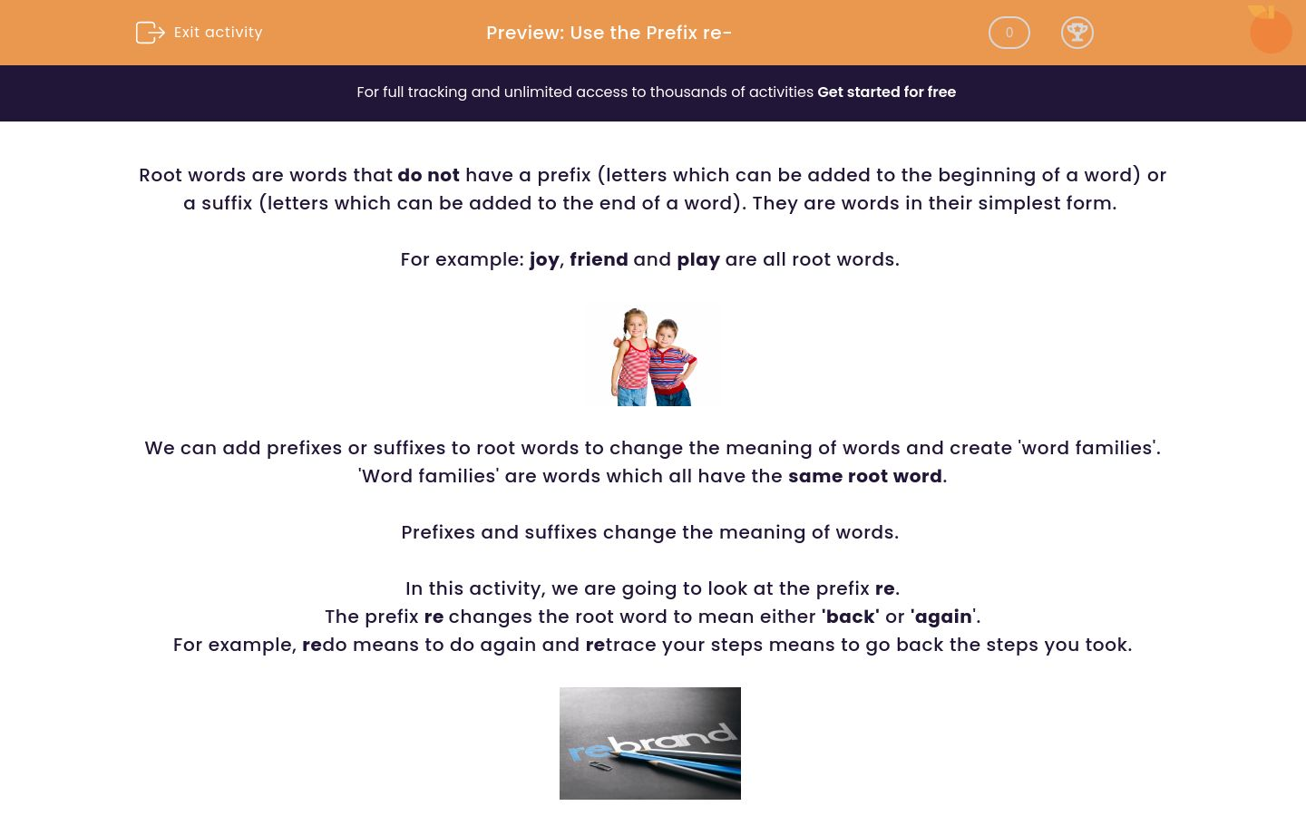 Use the Prefix re- Worksheet - EdPlace