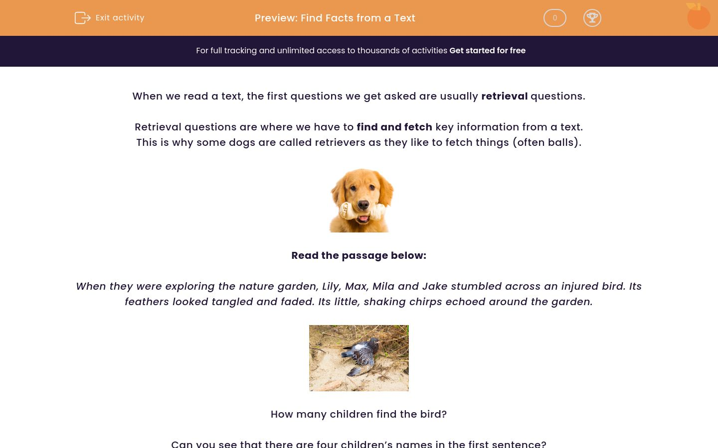 Find Facts from a Text Worksheet - EdPlace