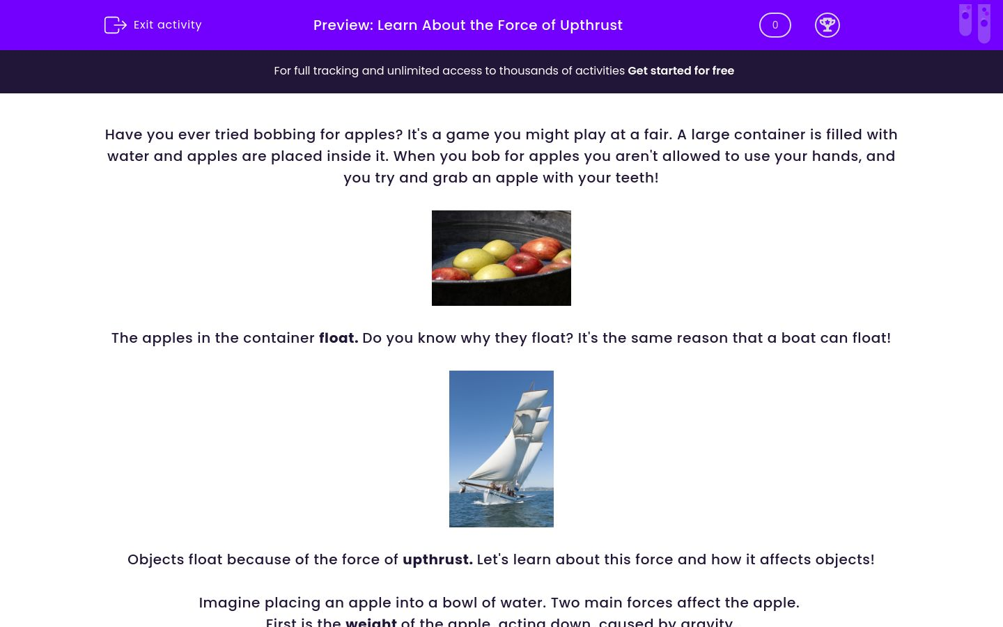 Learn About the Force of Upthrust Worksheet - EdPlace