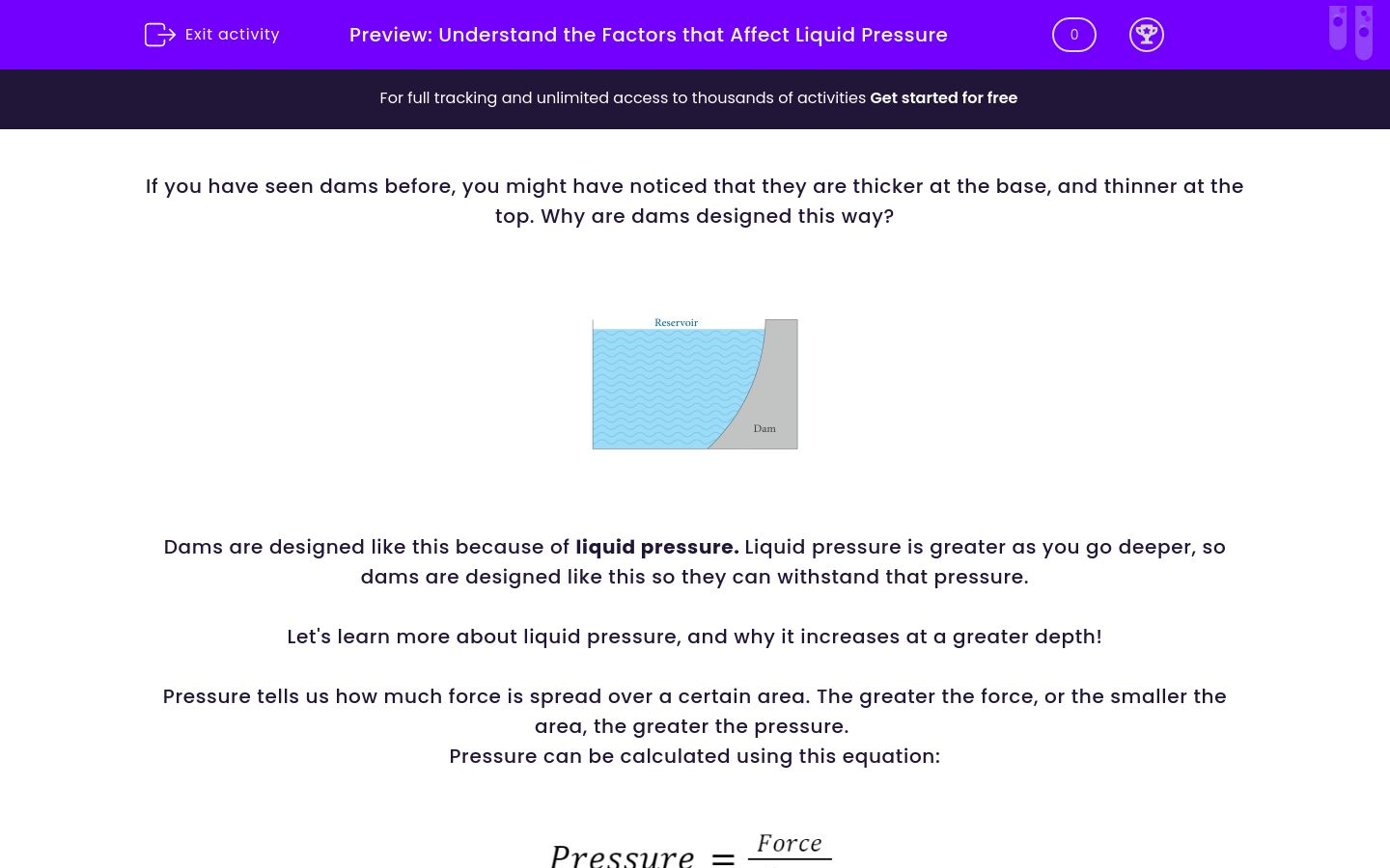 Understand the Factors that Affect Liquid Pressure Worksheet - EdPlace