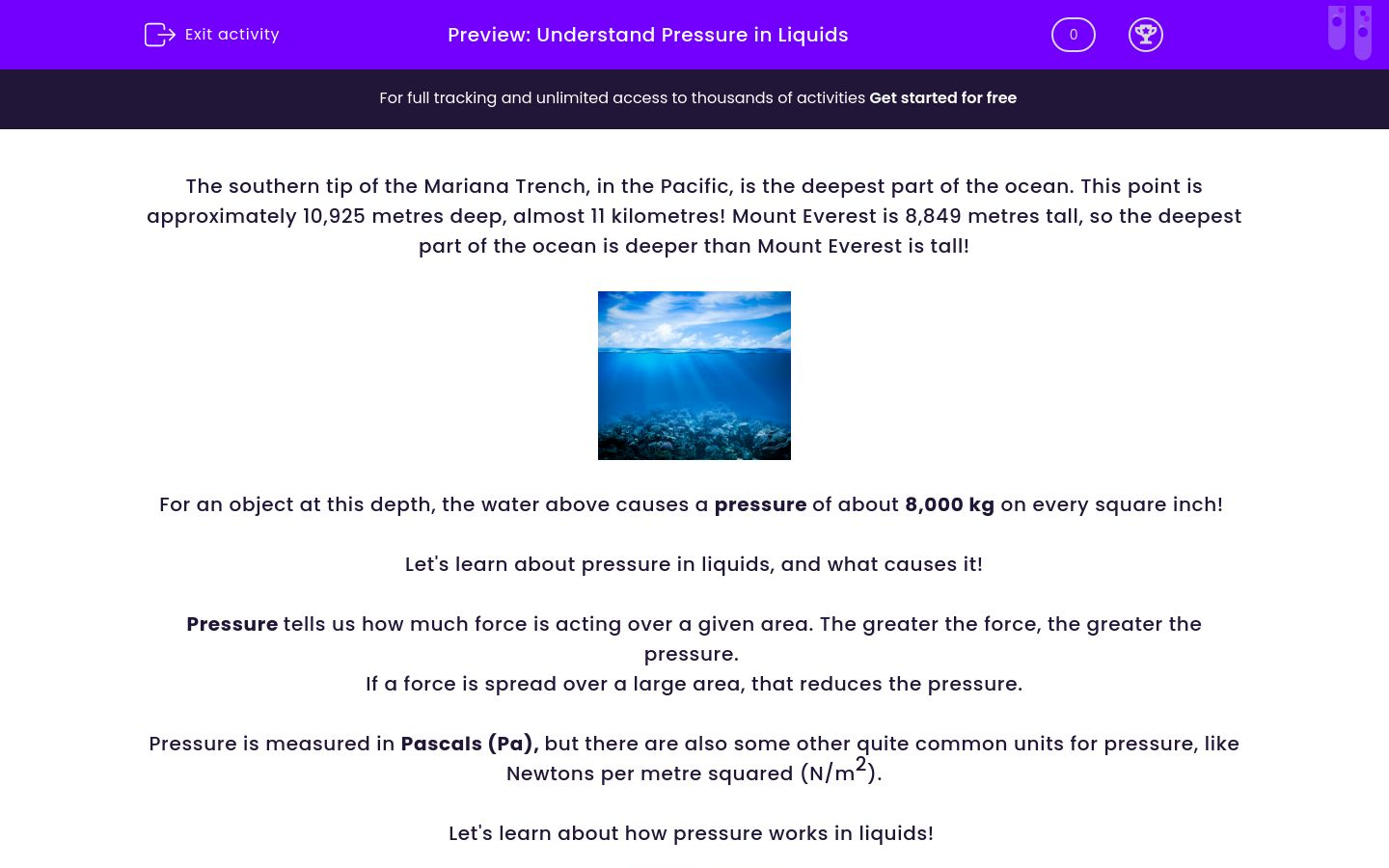 Understand Pressure in Liquids Worksheet - EdPlace