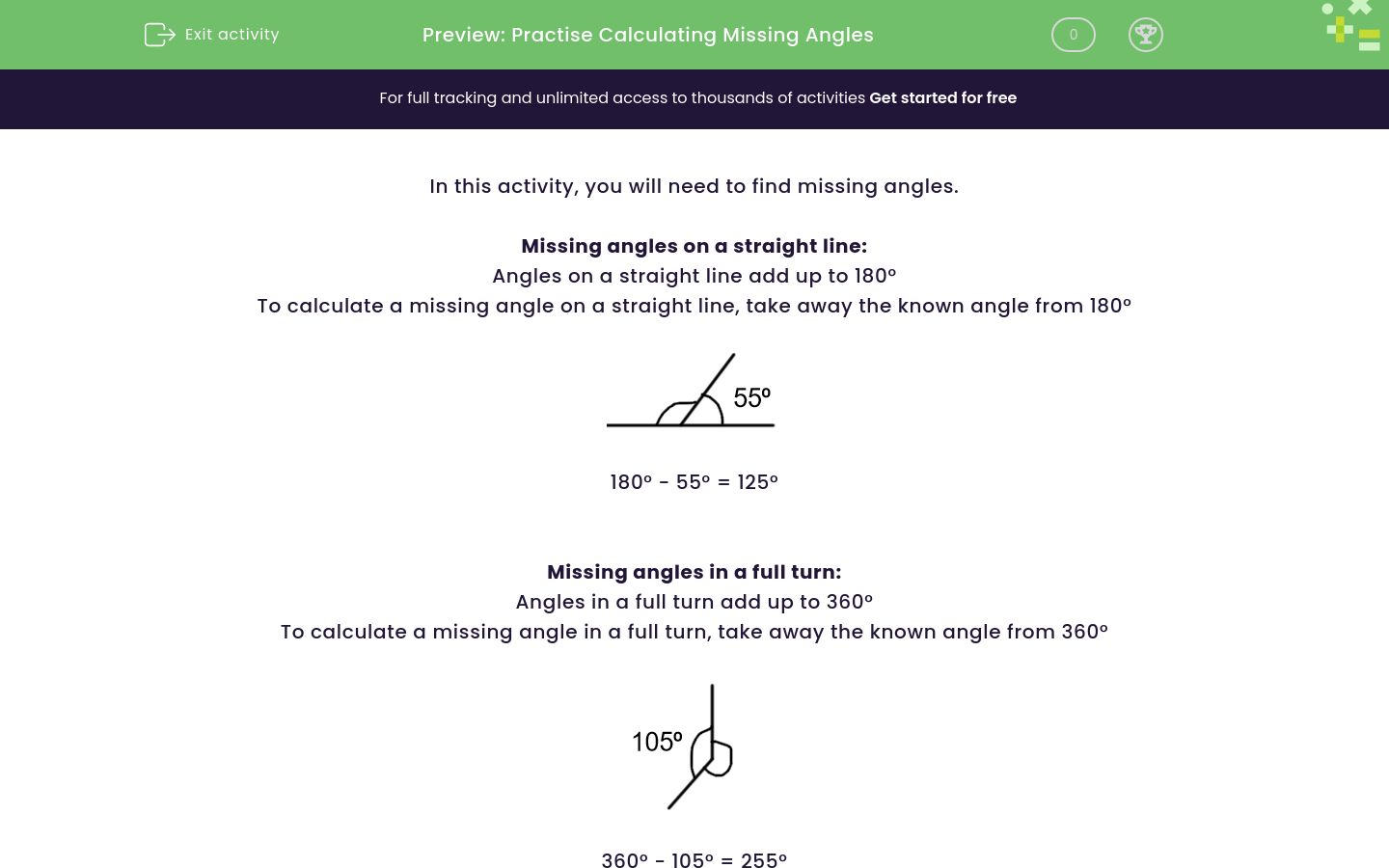 Practise Calculating Missing Angles Worksheet - EdPlace