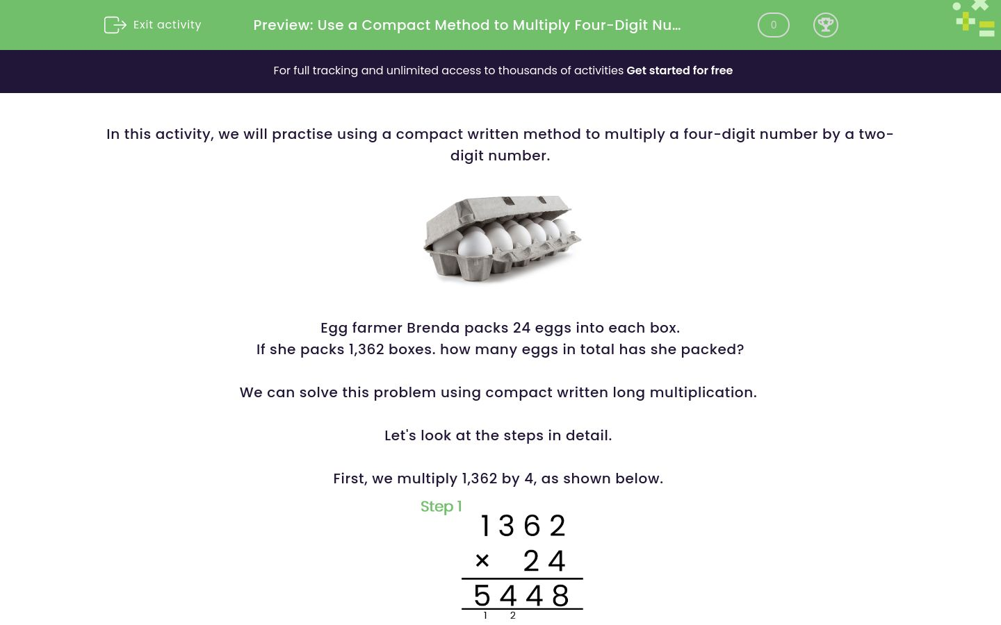 Use a Compact Method to Multiply Four-Digit Numbers by a Two-Digit ...