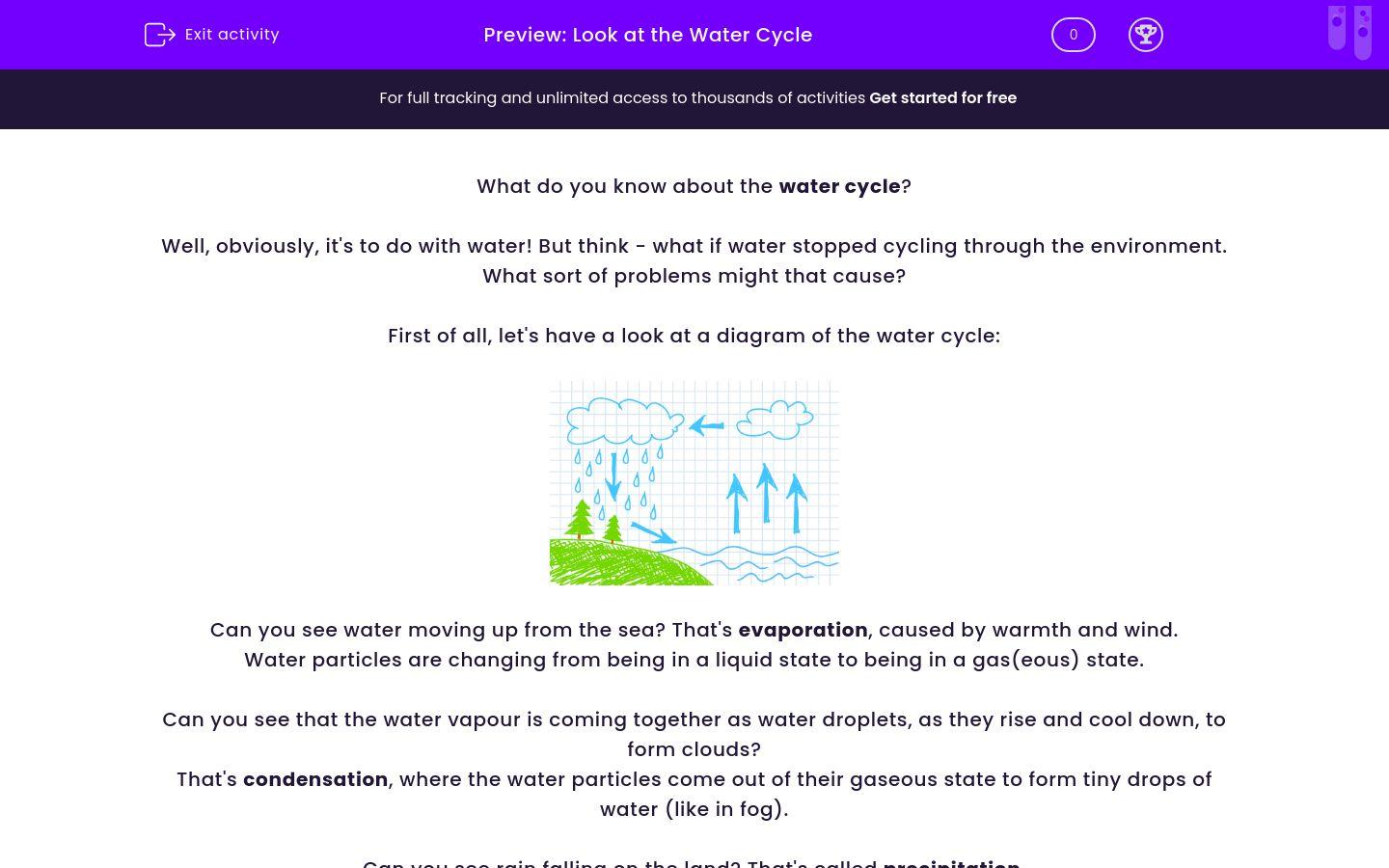 Look at the Water Cycle Worksheet - EdPlace