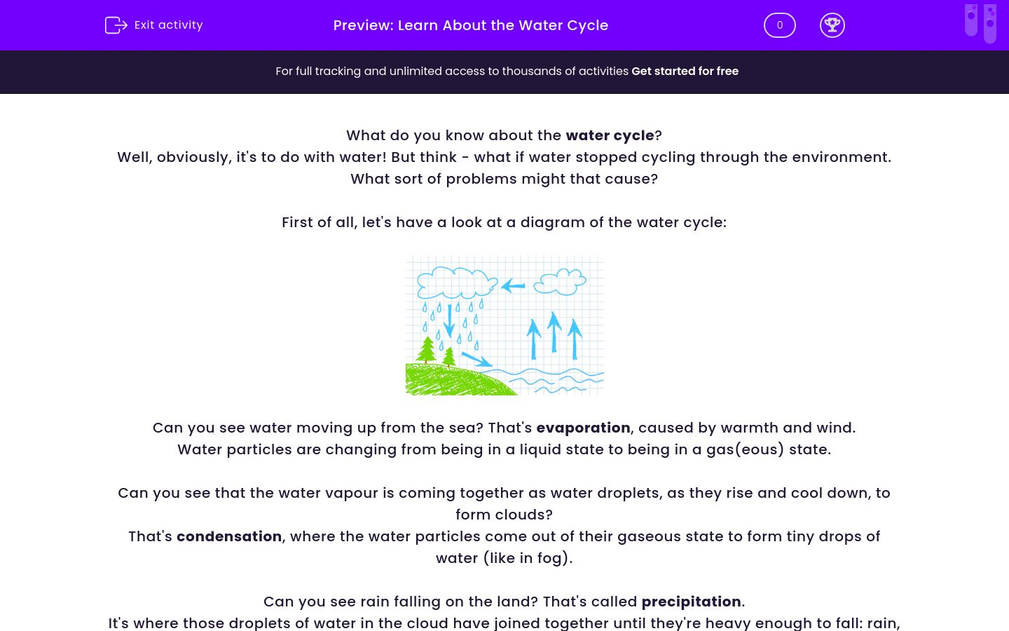 Learn About the Water Cycle Worksheet - EdPlace
