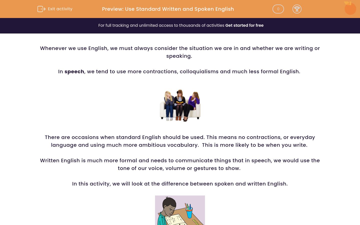 Use Standard Written and Spoken English Worksheet - EdPlace