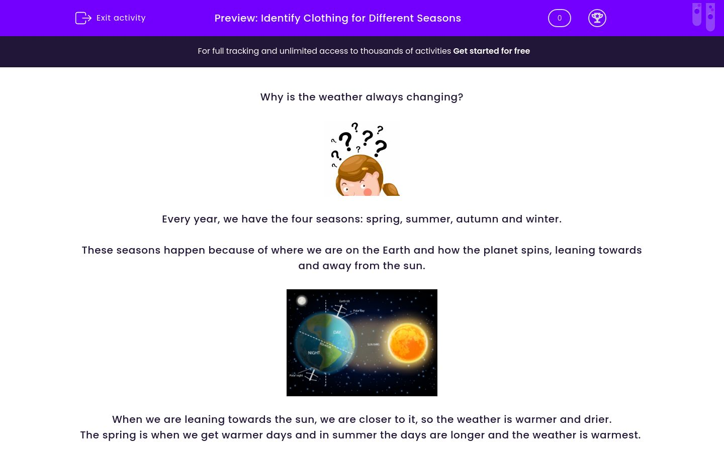Identify Clothing for Different Seasons Worksheet - EdPlace