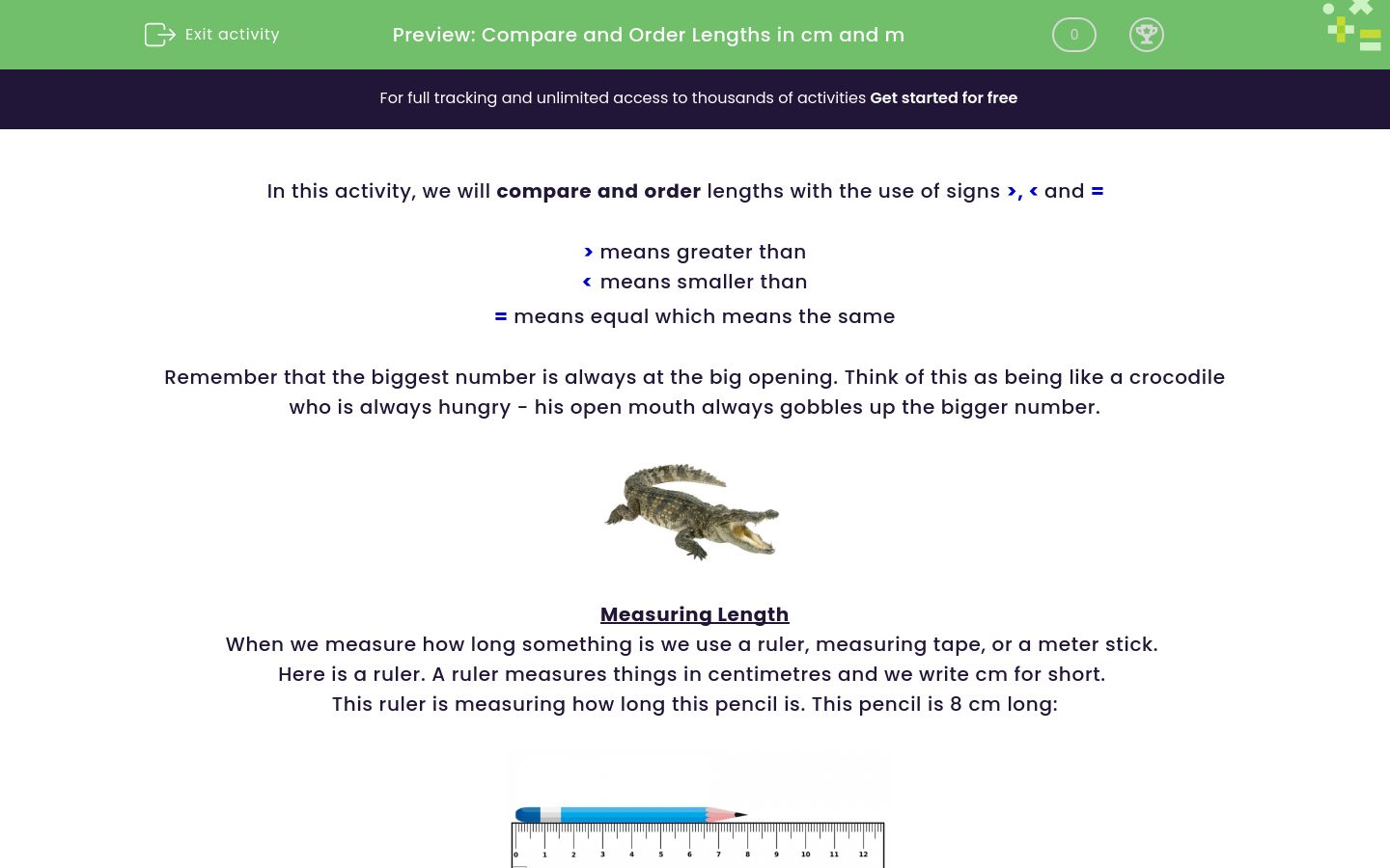 Compare and Order Lengths in cm and m Worksheet - EdPlace
