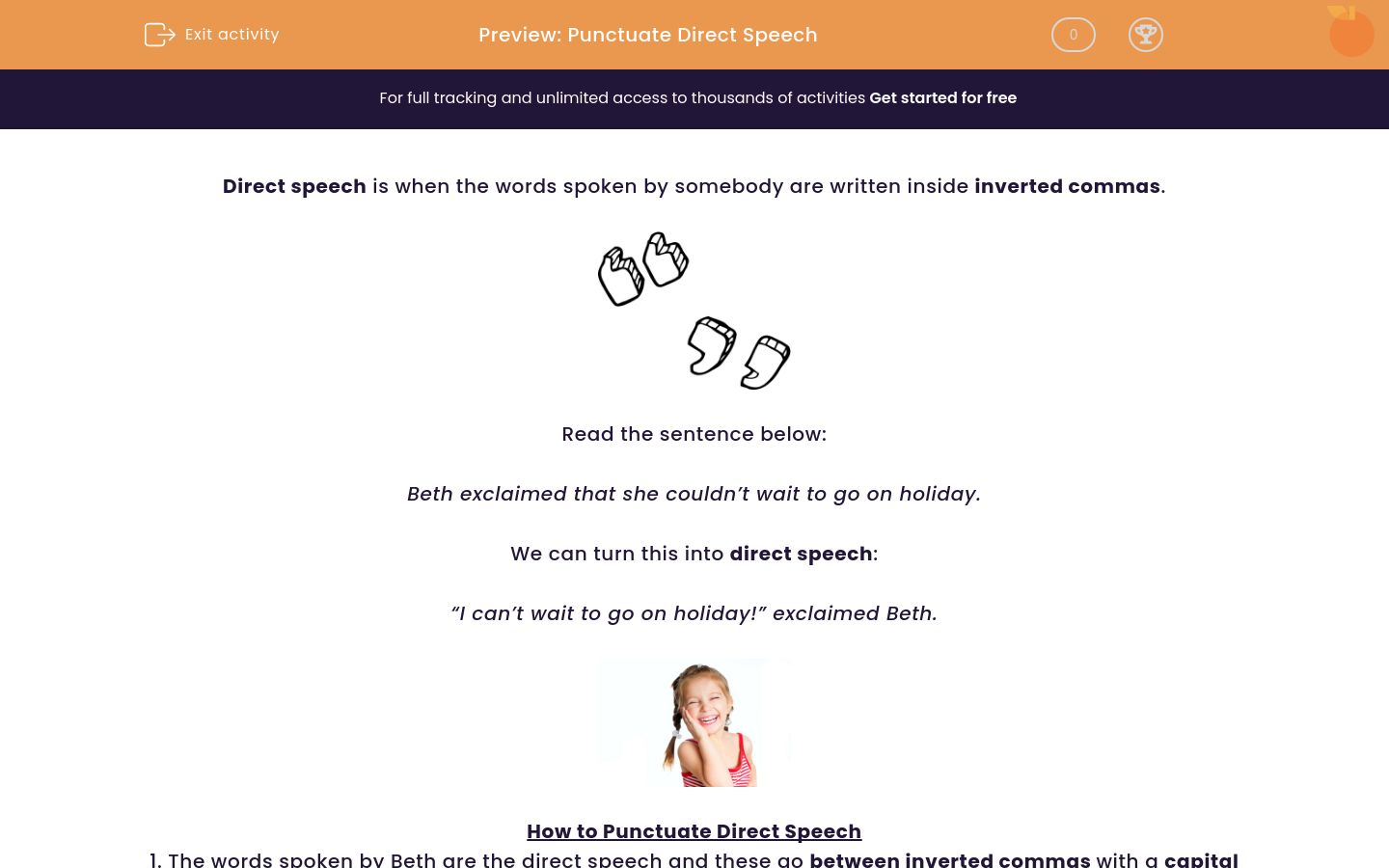 Punctuate Direct Speech Worksheet - EdPlace