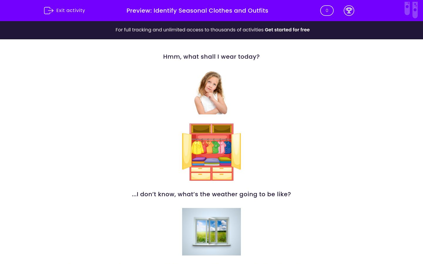 Identify Seasonal Clothes and Outfits Worksheet - EdPlace