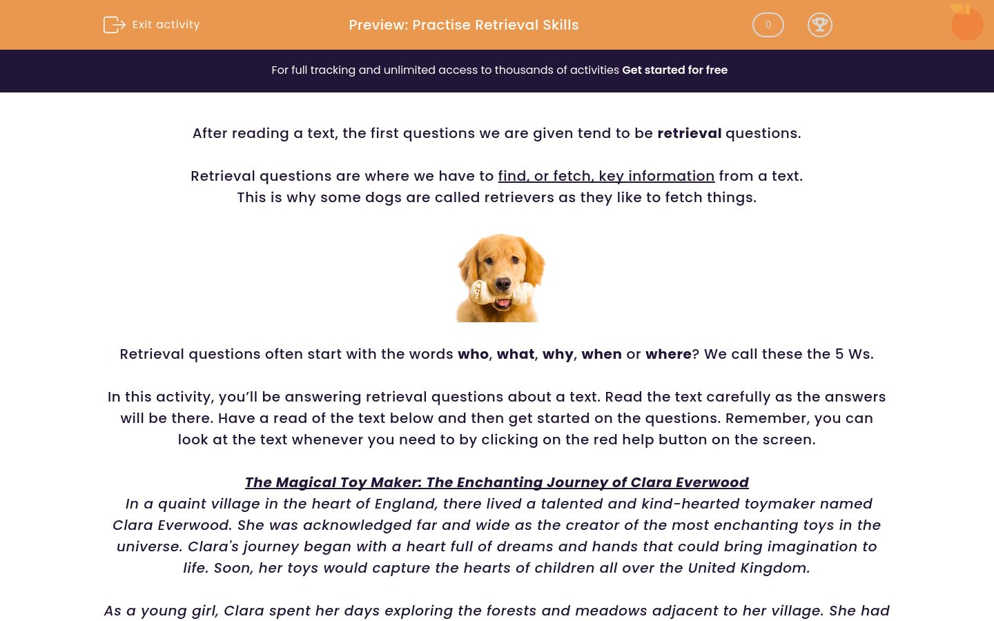Practise Retrieval Skills Worksheet - EdPlace