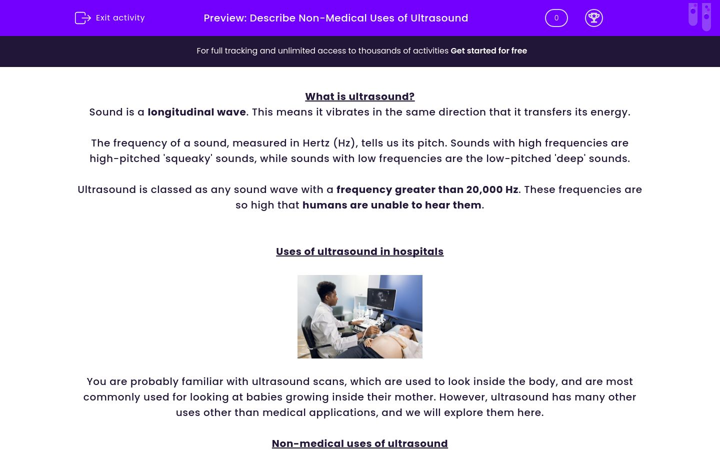 Describe Non-Medical Uses of Ultrasound Worksheet - EdPlace