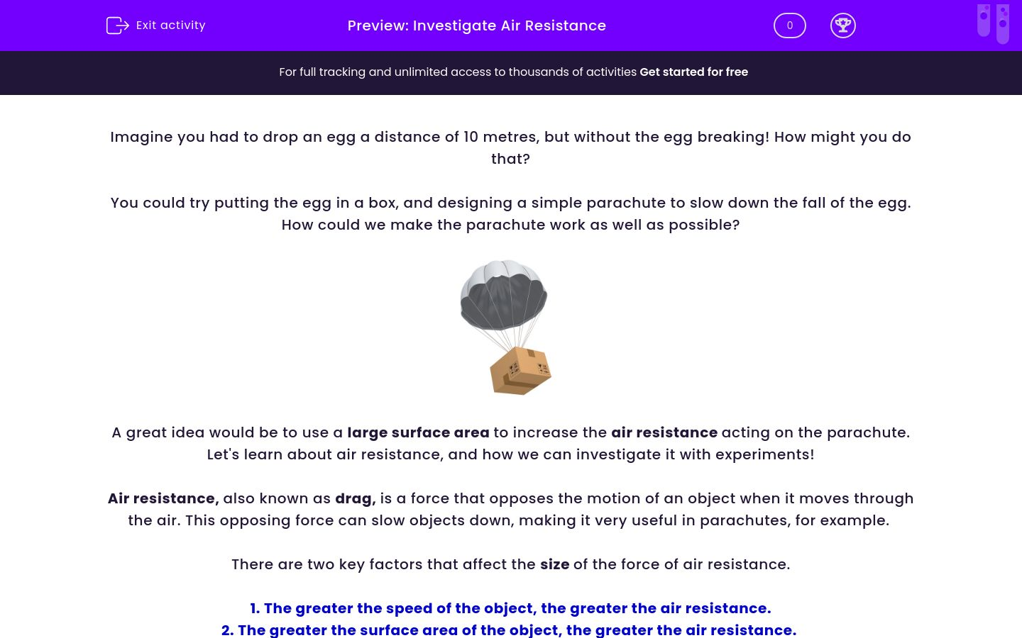 Investigate Air Resistance Worksheet - EdPlace