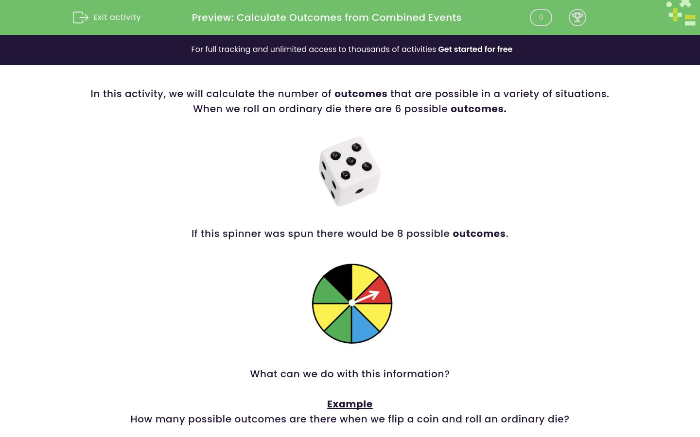 Calculate Outcomes from Combined Events Worksheet - EdPlace