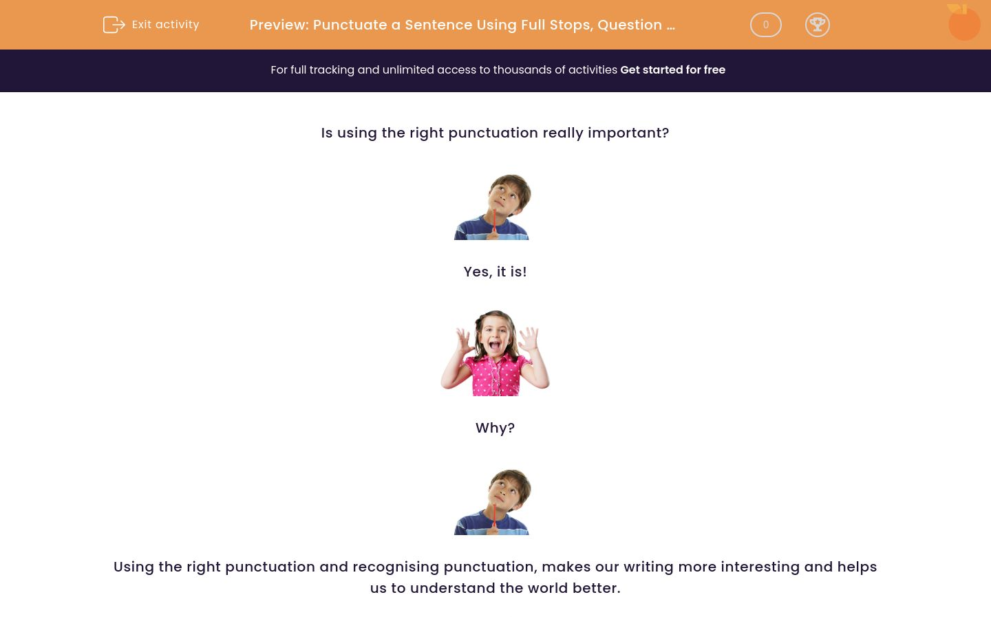 Punctuate a Sentence Using Full Stops, Question Marks and Exclamation ...