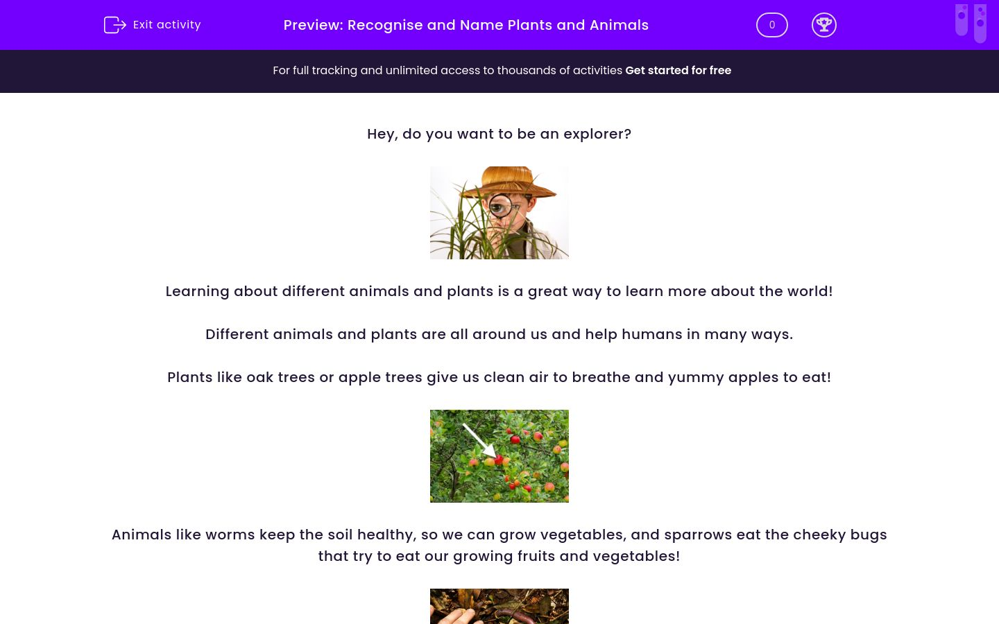 Recognise and Name Plants and Animals Worksheet - EdPlace