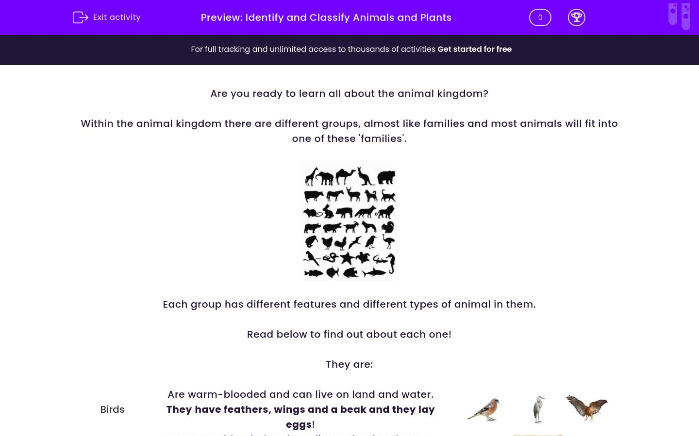 Identify and Classify Animals and Plants Worksheet - EdPlace