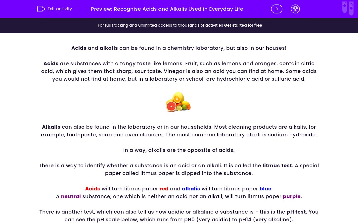 Recognise Acids and Alkalis Used in Everyday Life Worksheet - EdPlace