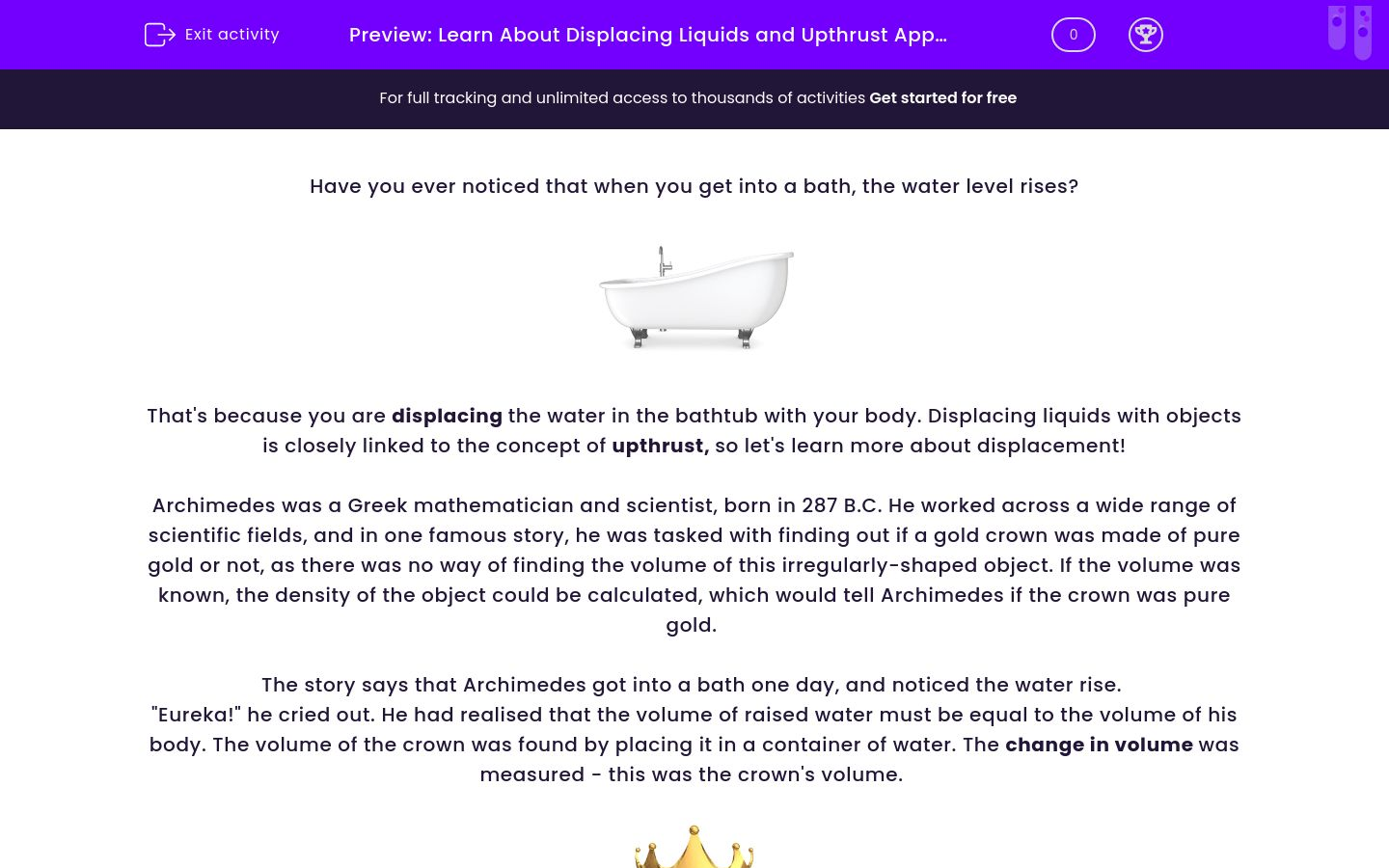 Learn About Displacing Liquids and Upthrust Applications Worksheet ...