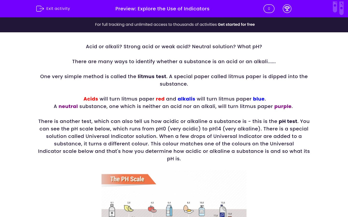 Explore the Use of Indicators Worksheet - EdPlace