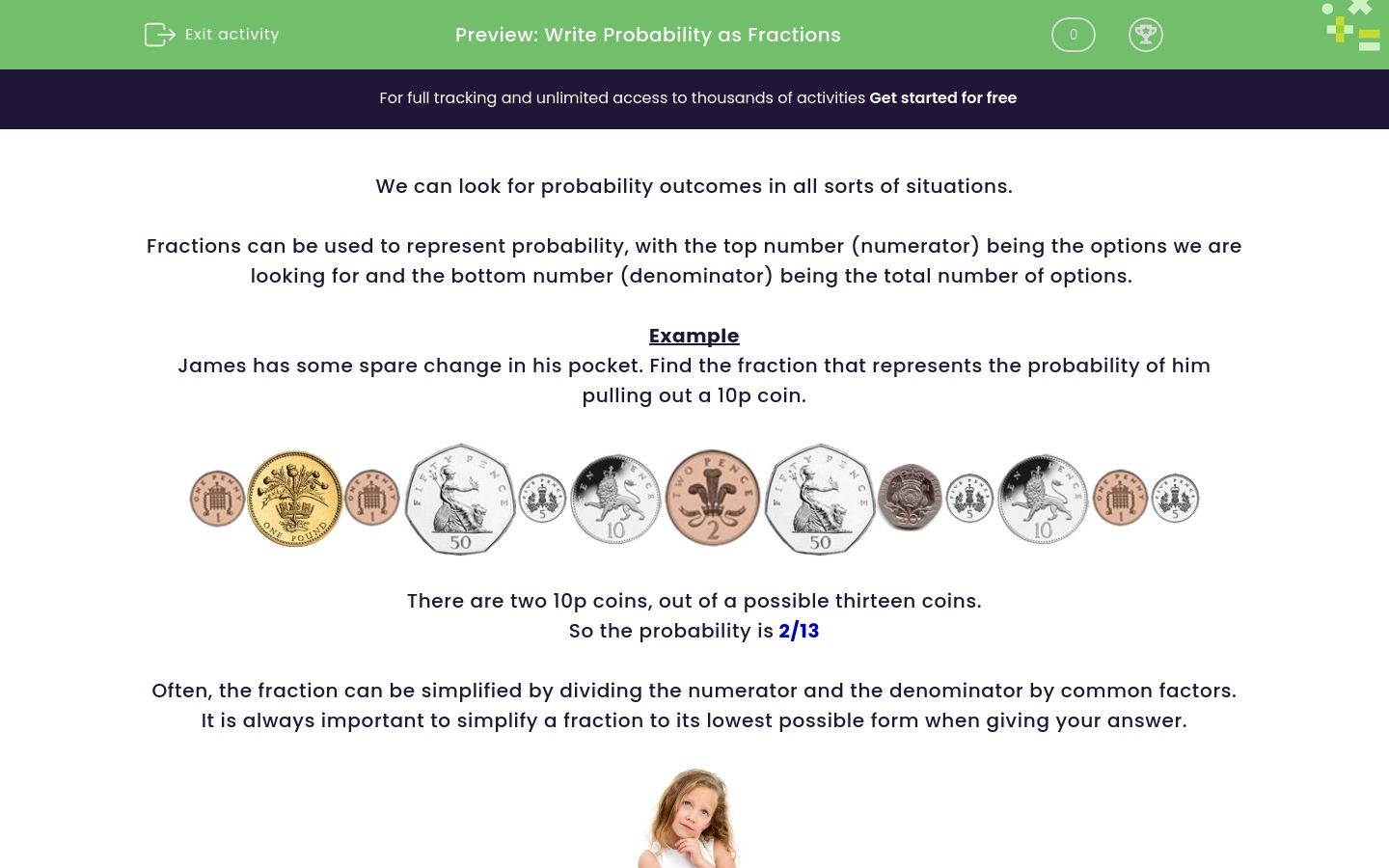 Write Probability as Fractions Worksheet - EdPlace