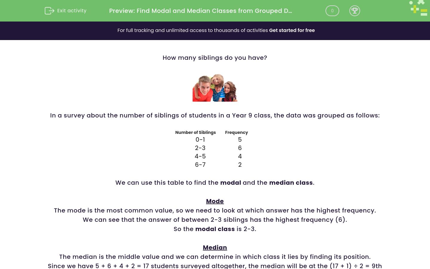 Find Modal and Median Classes from Grouped Data Worksheet - EdPlace