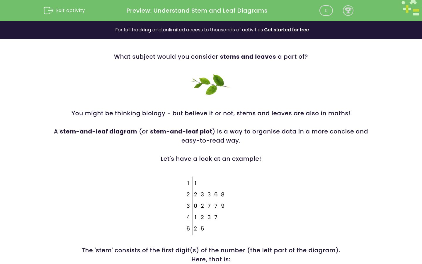 Understand Stem and Leaf Diagrams Worksheet - EdPlace