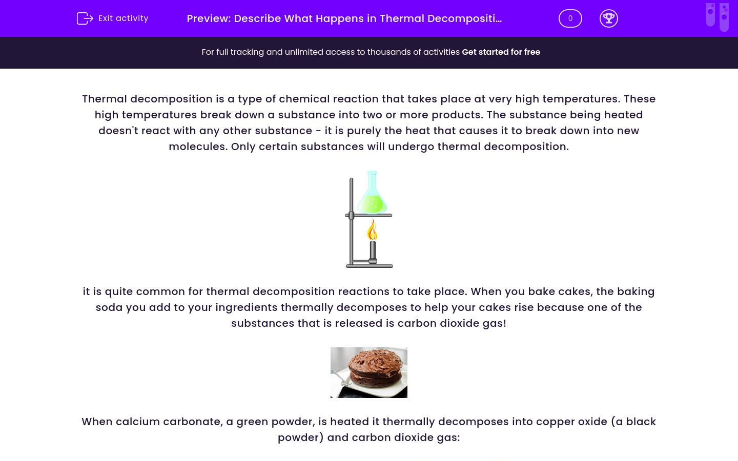 Describe What Happens in Thermal Decomposition Worksheet - EdPlace