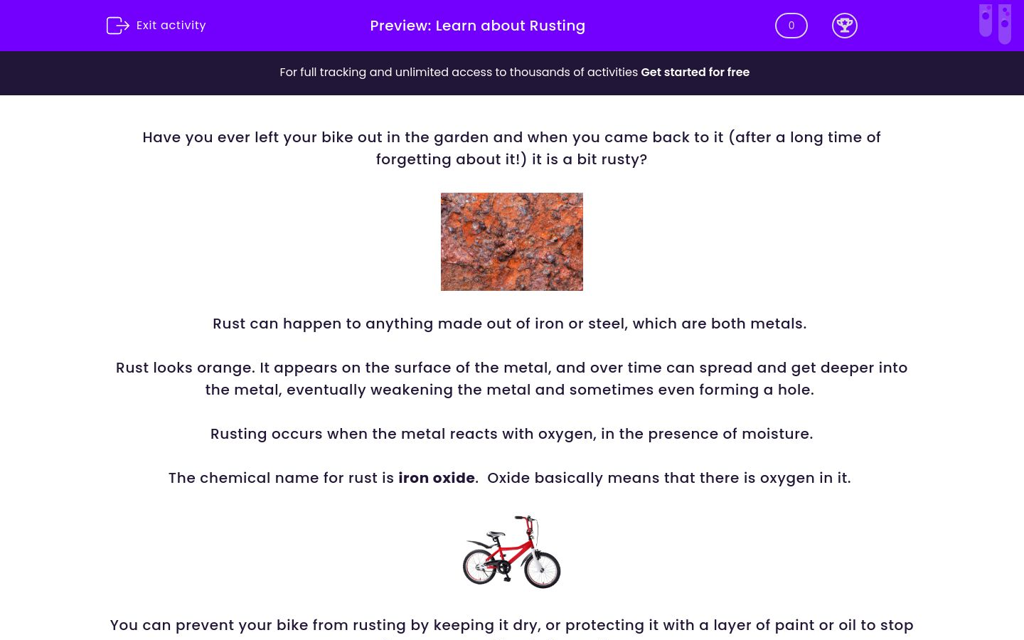 Learn about Rusting Worksheet - EdPlace