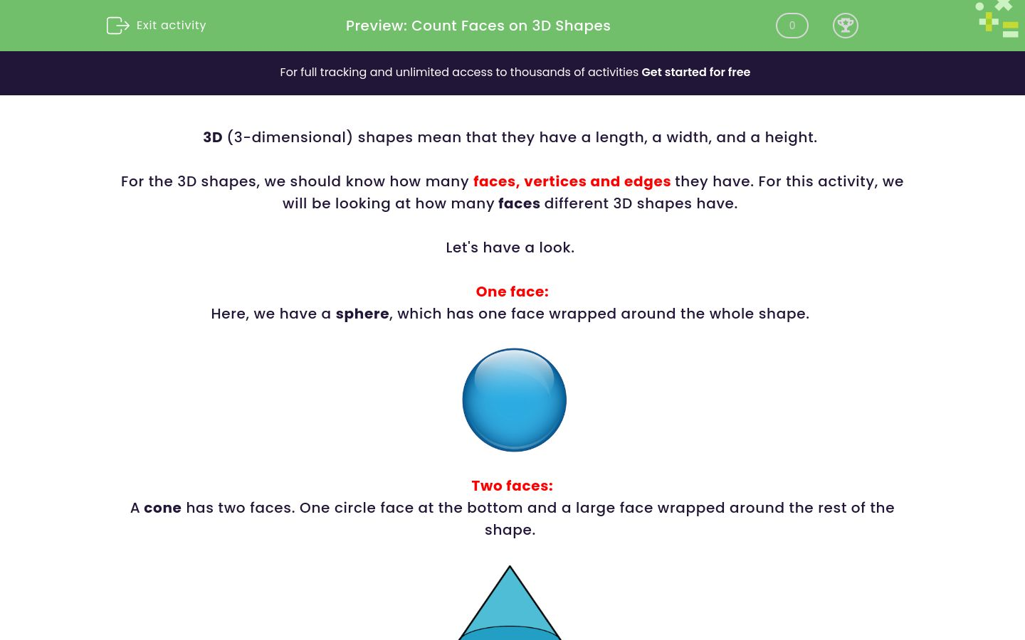 Count Faces on 3D Shapes Worksheet - EdPlace