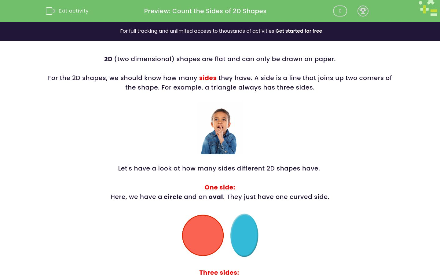 Count the Sides of 2D Shapes Worksheet - EdPlace