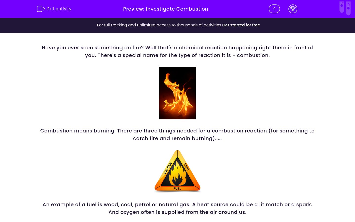 Investigate Combustion Worksheet - EdPlace