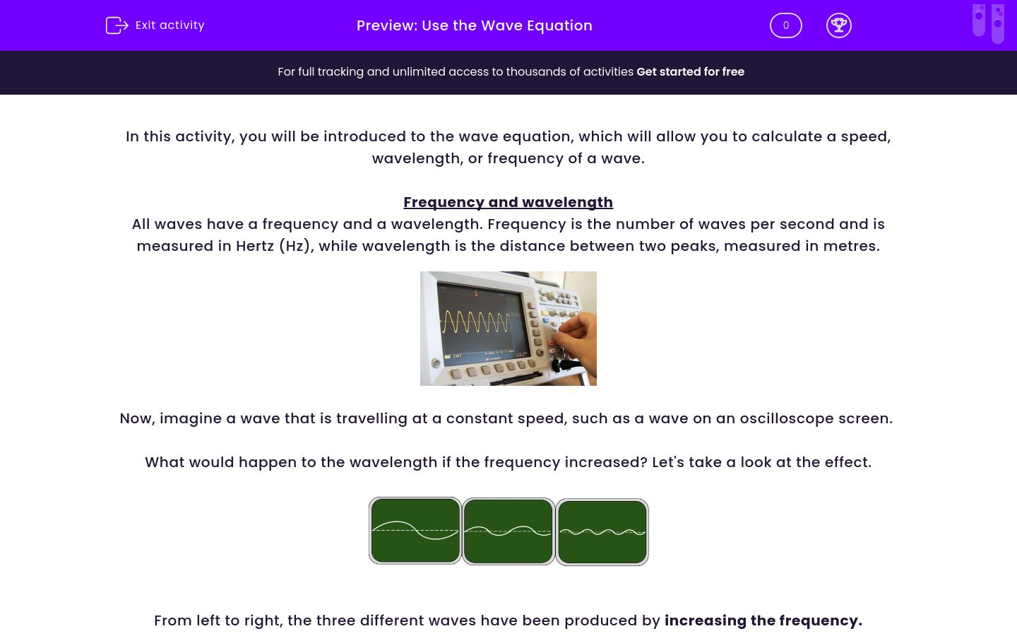 Use the Wave Equation Worksheet - EdPlace