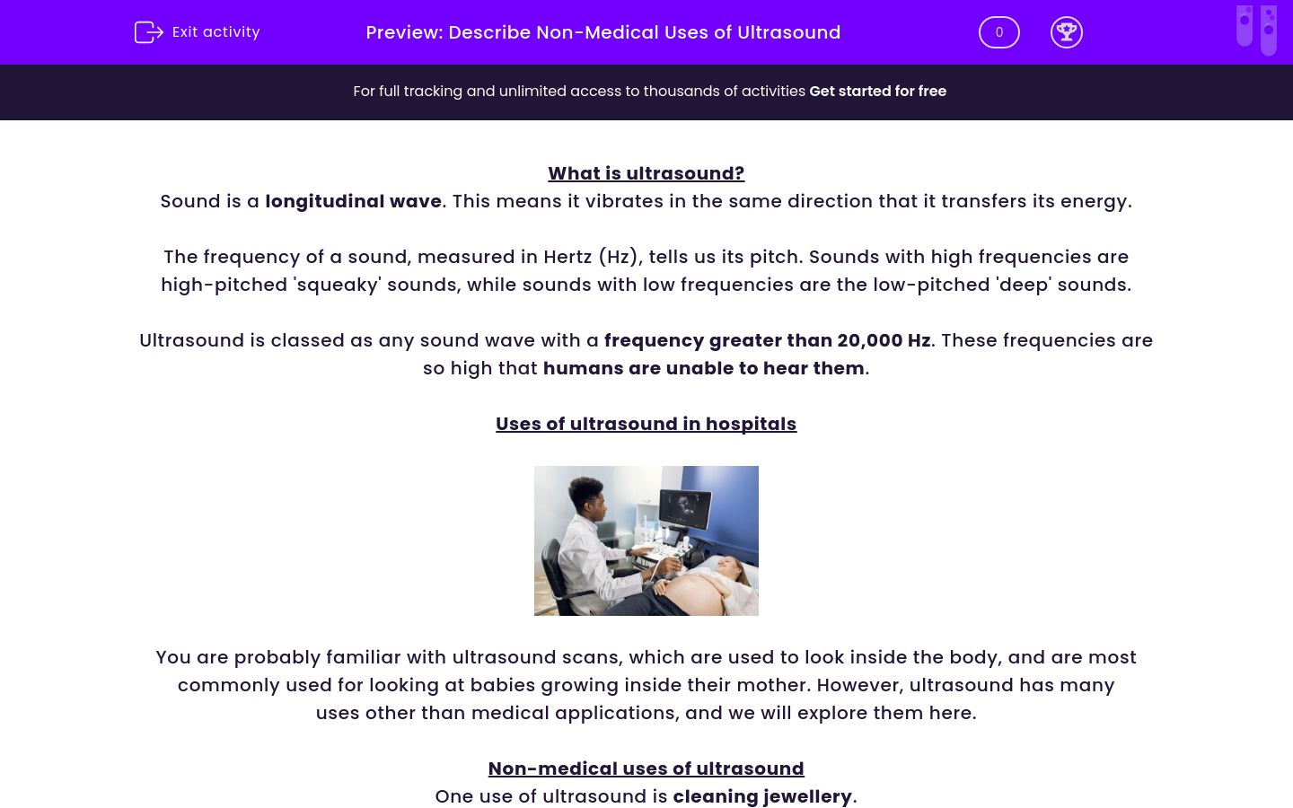 Describe Non-Medical Uses of Ultrasound Worksheet - EdPlace