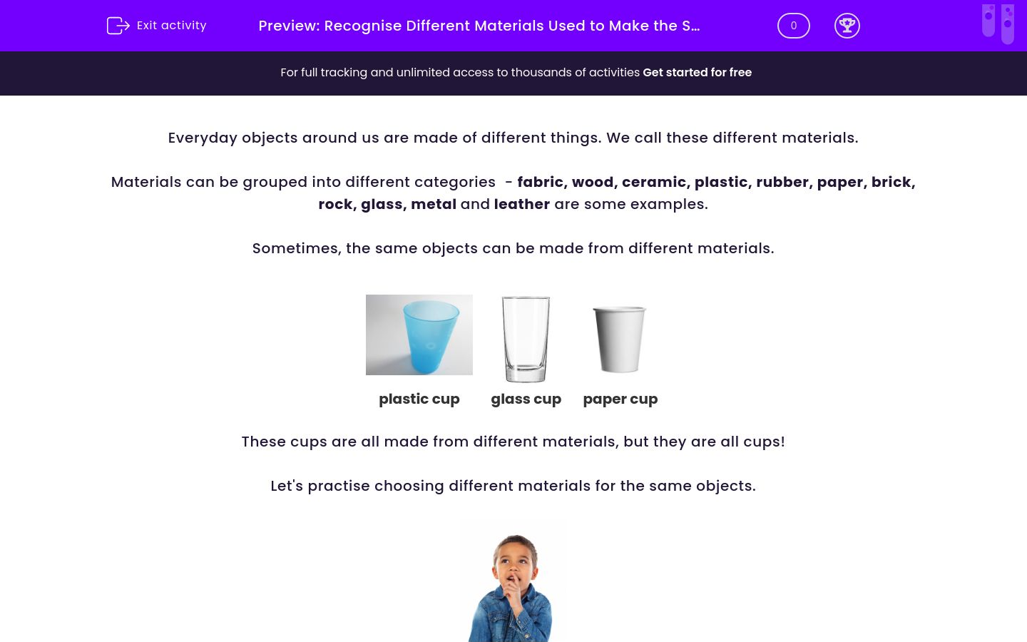 Recognise Different Materials Used to Make the Same Object Worksheet ...
