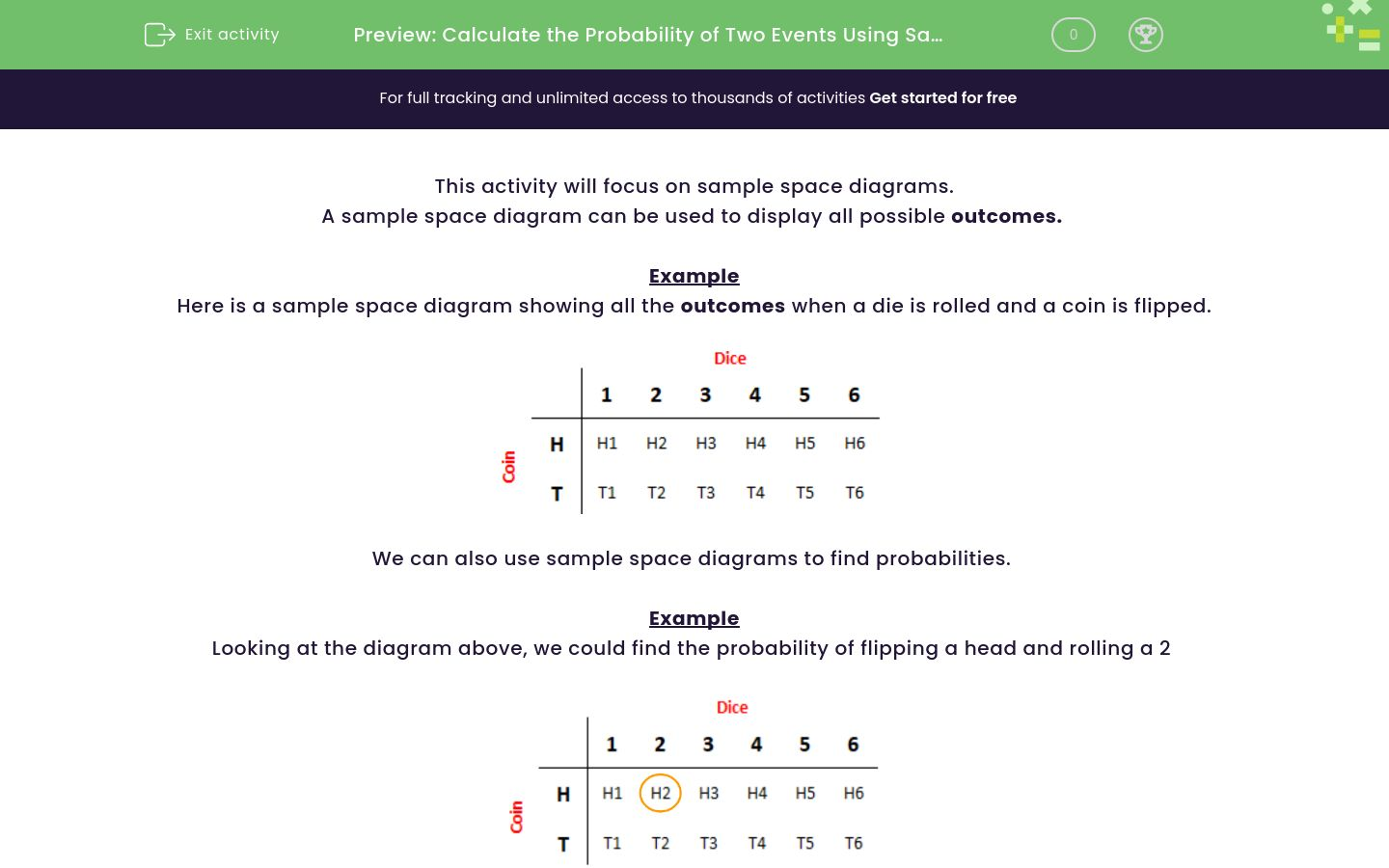Calculate the Probability of Two Events Using Sample Space Diagrams ...