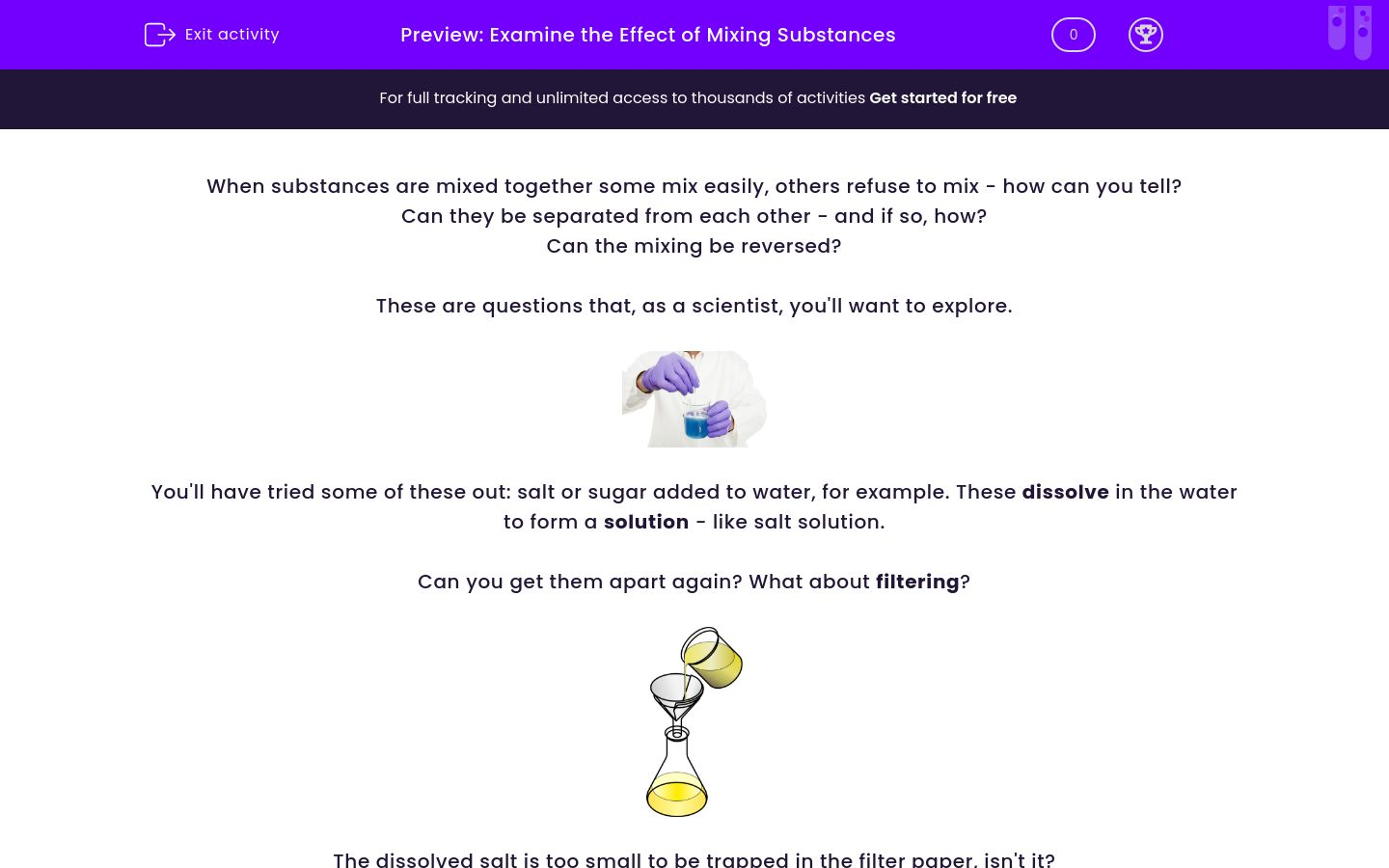 Examine the Effect of Mixing Substances Worksheet - EdPlace