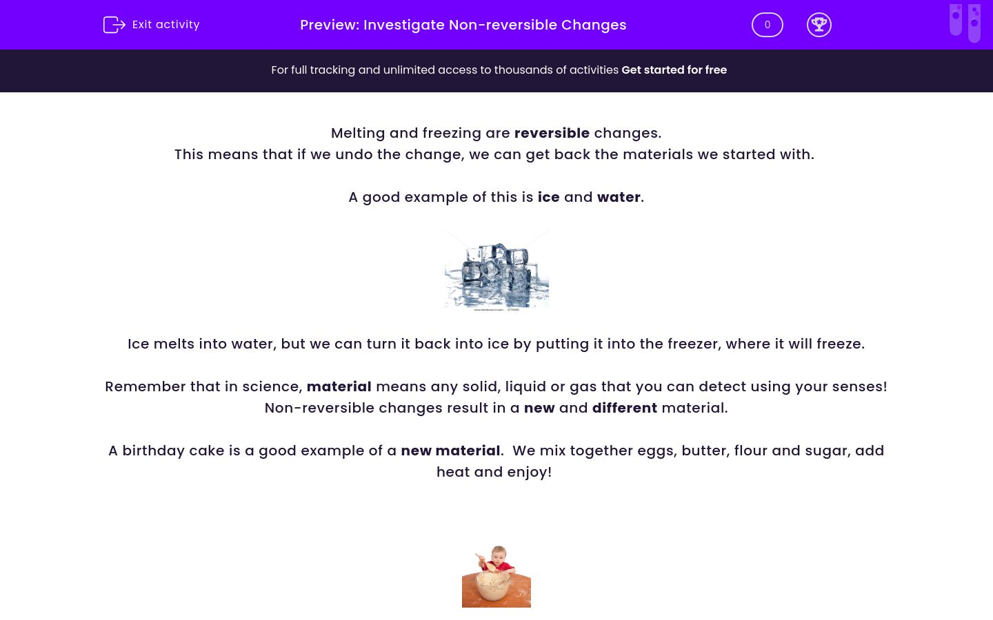 Investigate Non-reversible Changes Worksheet - EdPlace