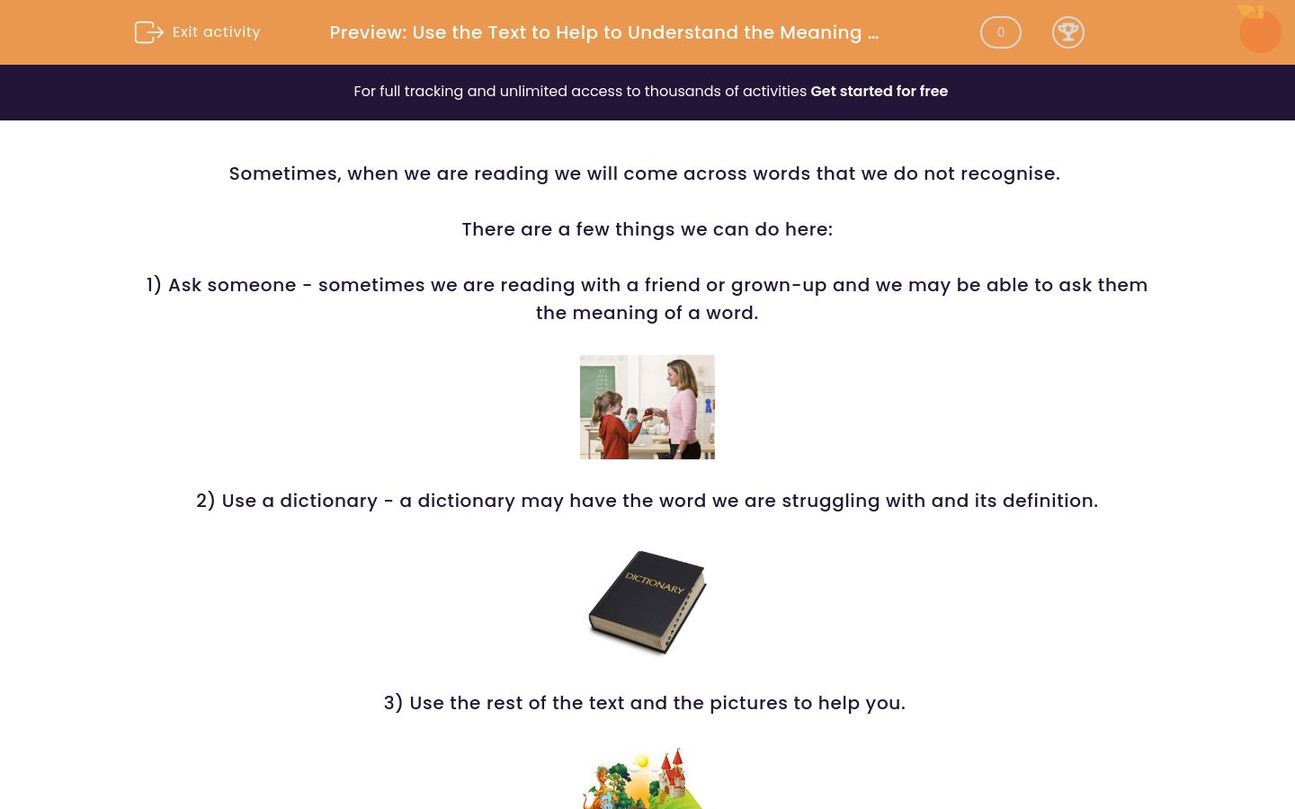 Use the Text to Help to Understand the Meaning of Words Worksheet - EdPlace